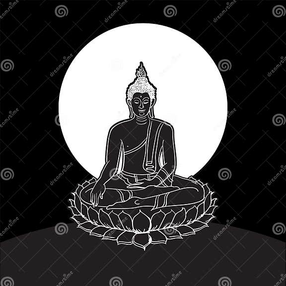 Buddha Statue, Line Drawing Stock Vector - Illustration of buddhism ...