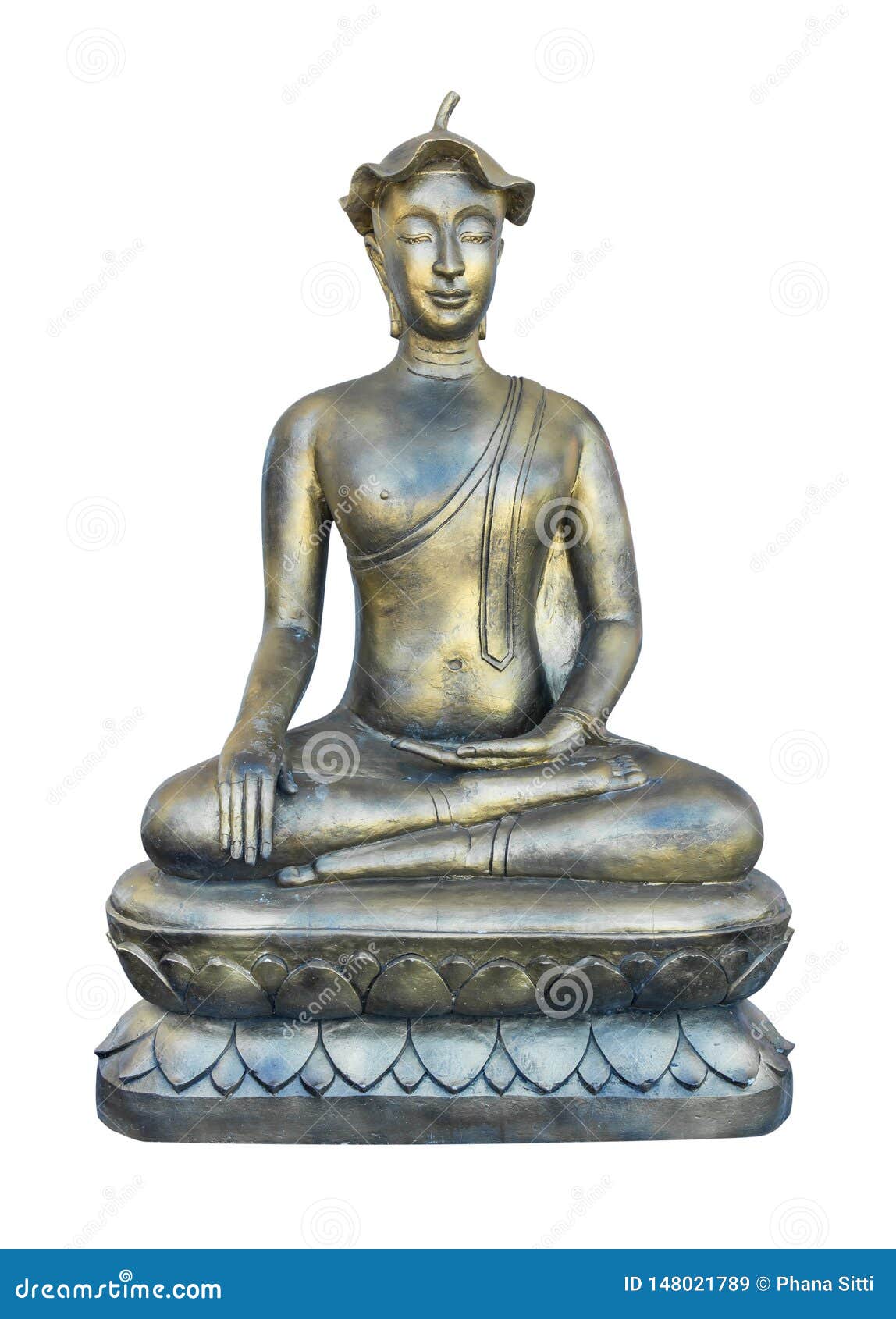 Statue Of Lotus With Gold Leaf At Wat Klang Bang Phra Temple Royalty ...