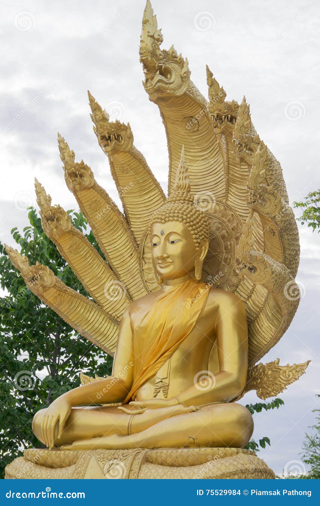 Buddha Statue with Nine Headed Serpent Stock Photo - Image of buddhism ...
