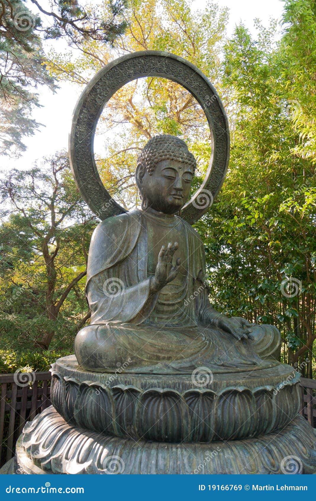 Buddha Statue in Park with Protection Gesture Stock Image - Image of ...