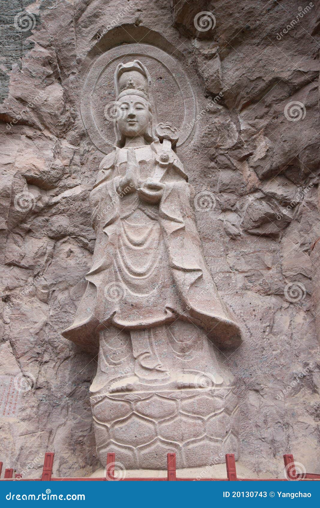 Buddha Statue on the Rock Cliff Stock Image - Image of outdoors ...