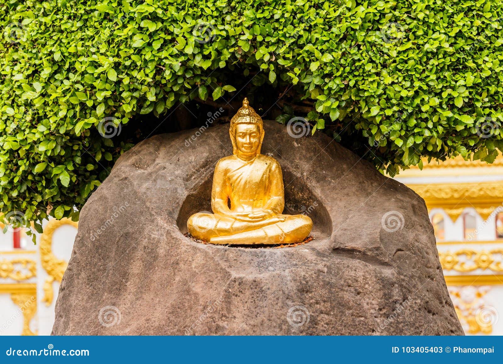 Buddha Statue Sitting Under Bodhi Tree. Stock Image - Image of thai ...
