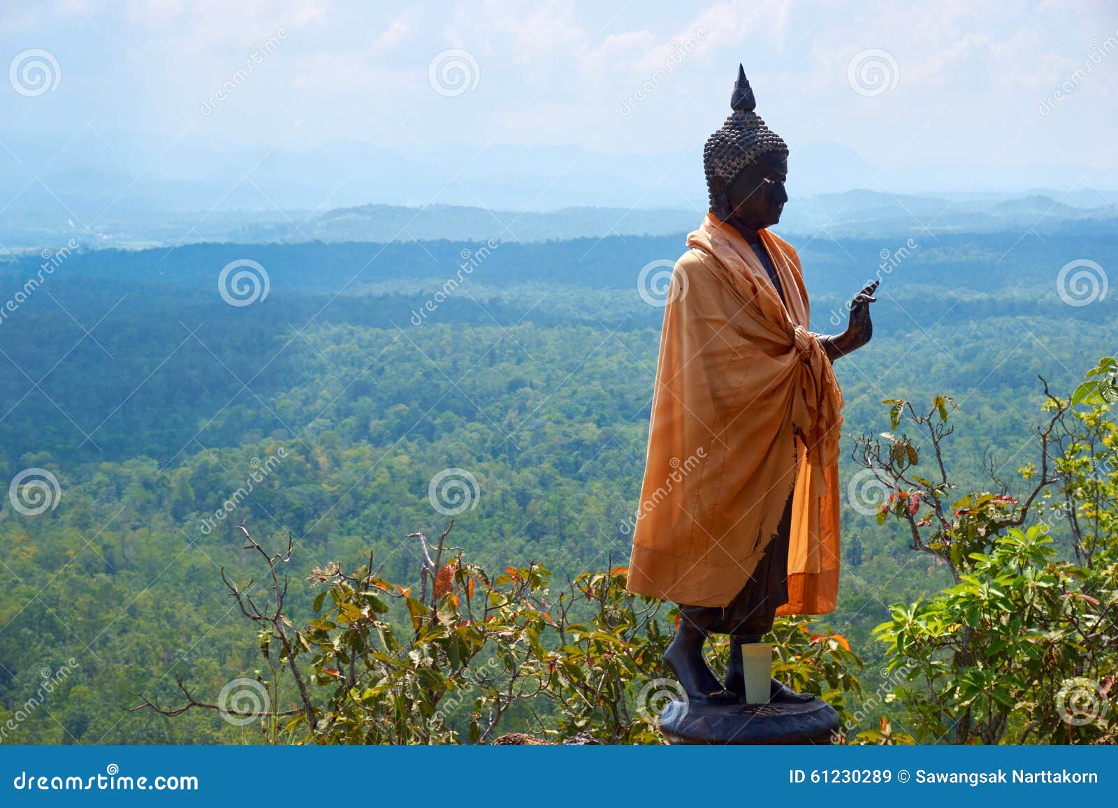 Buddha Statue Stand on Mountain Under Blue Sky Stock Image - Image of ...
