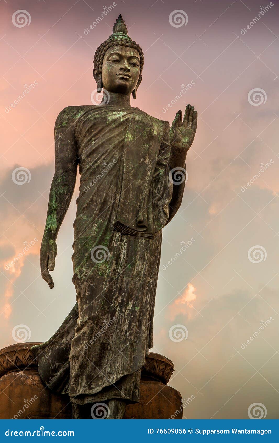 Buddha Statue at Sunrise or Sunset, HDR Stock Photo - Image of sunset ...