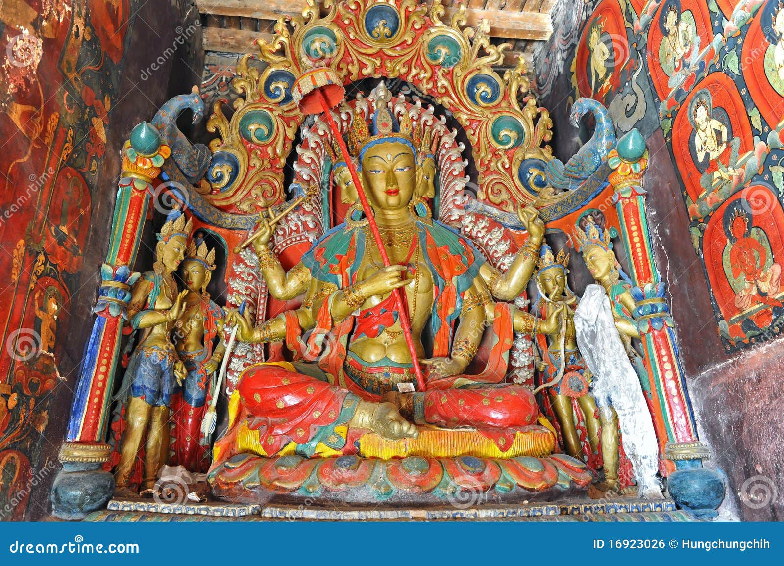 Buddha Statue in Tibetan Monastery Stock Photo - Image of mantra ...