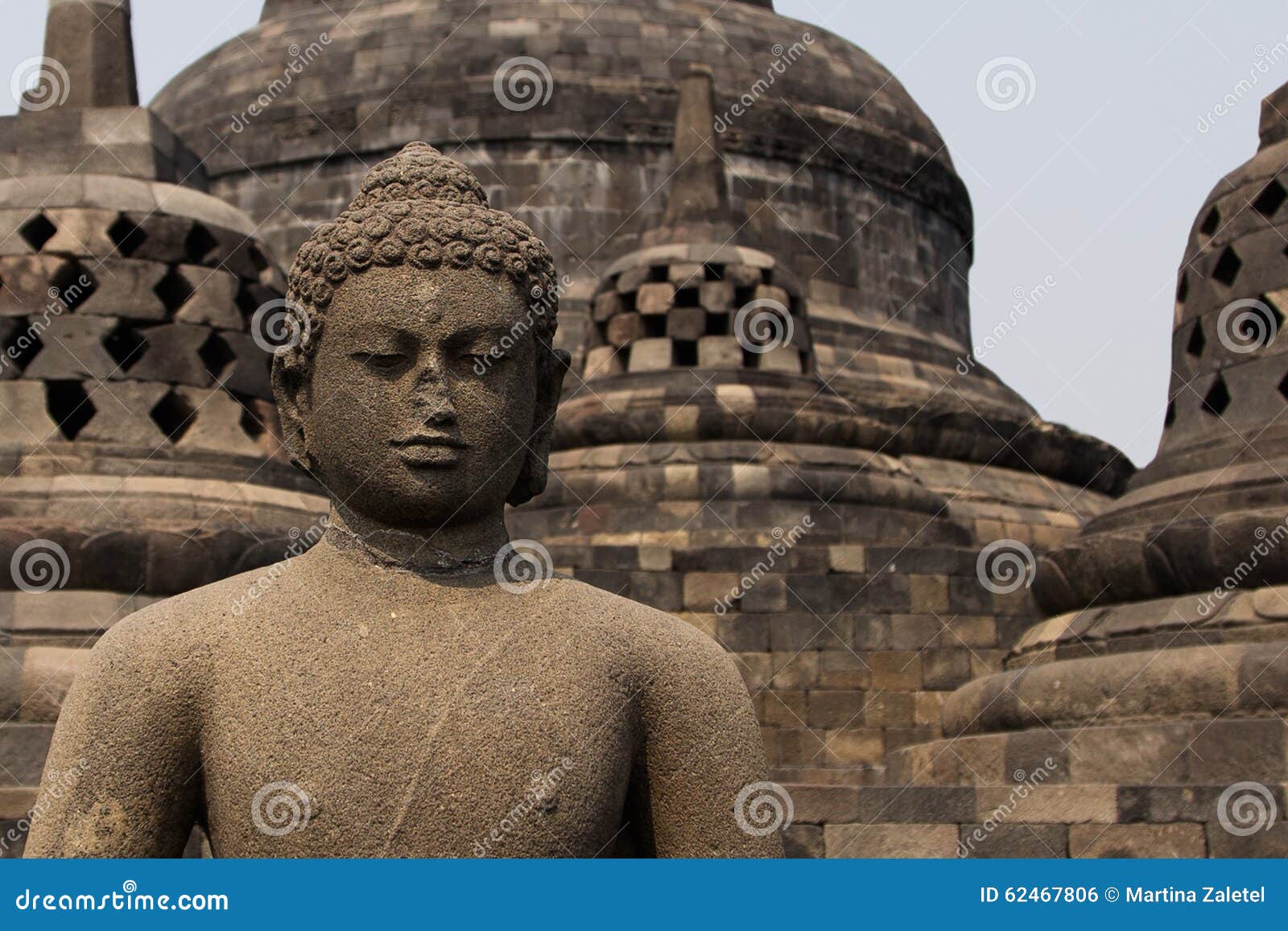 Buddha Statue on Top of Borobudur Temple, Java, Indonesia Stock Photo ...