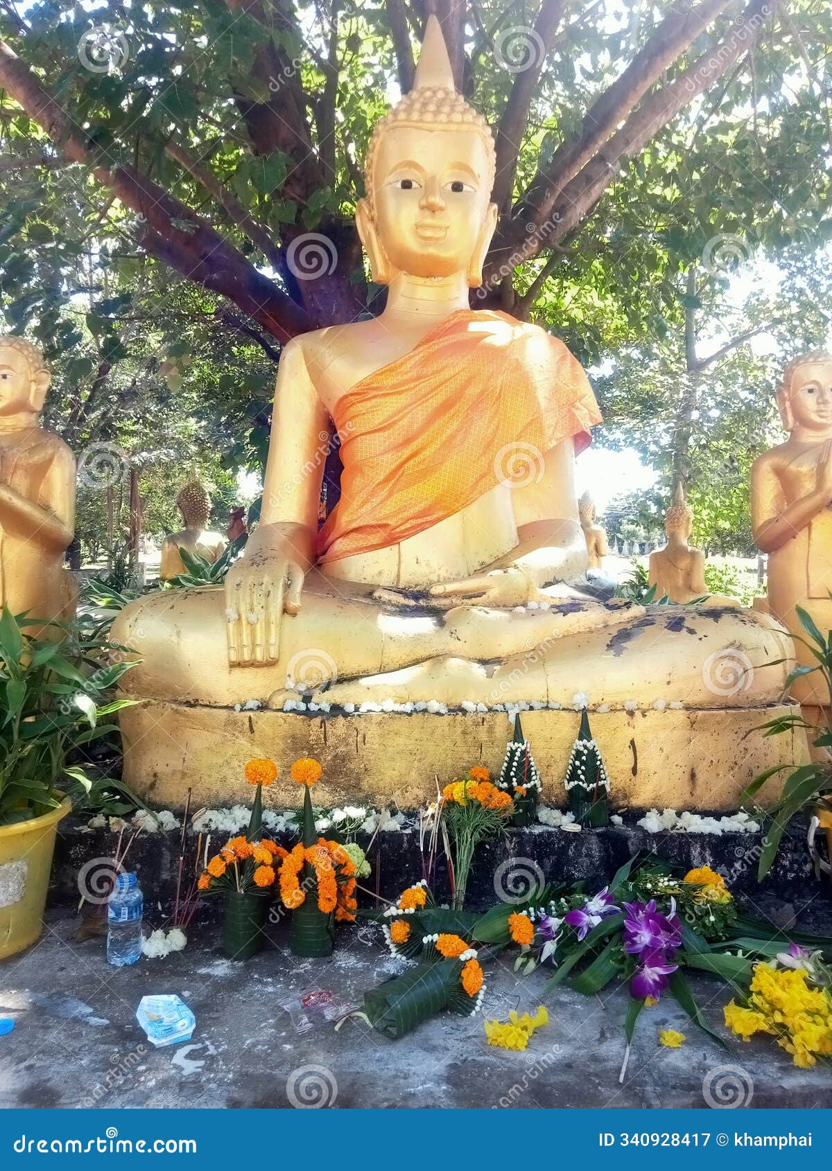 Buddha Statue Under the Bodhi Tree Stock Image - Image of statue, tree ...