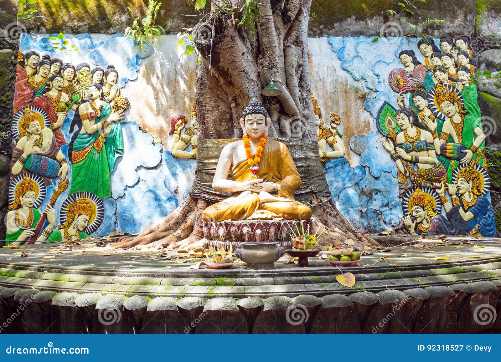 Buddha Statue Under the Bodhi Tree in Bali Indonesia Stock Image ...