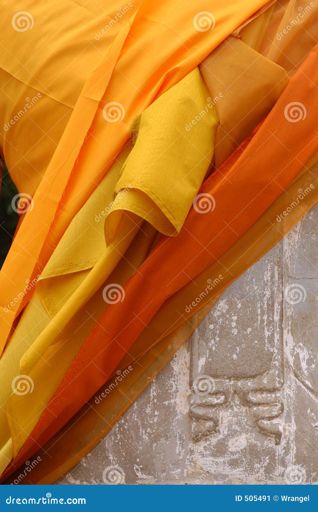 Buddha Statue Wrapped in Orange Fabric Stock Image - Image of holy ...