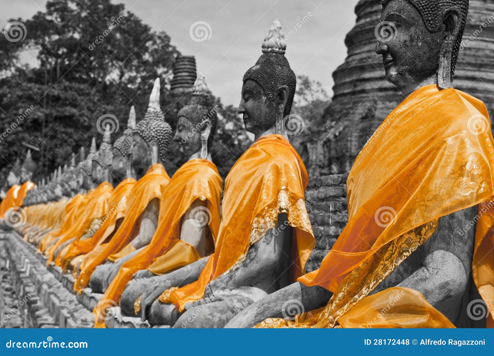 Buddha statues B&W stock photo. Image of statues - 28172448