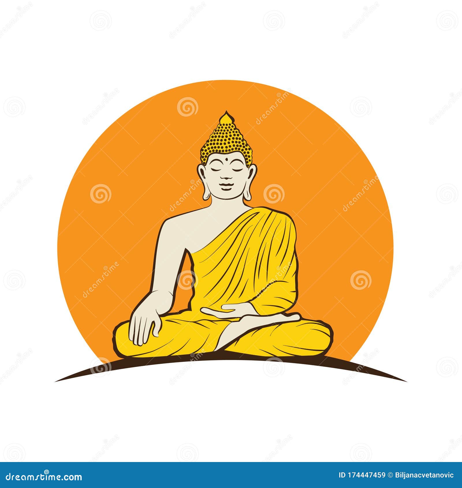 Buddha and sun stock vector. Illustration of lucky, aura - 174447459