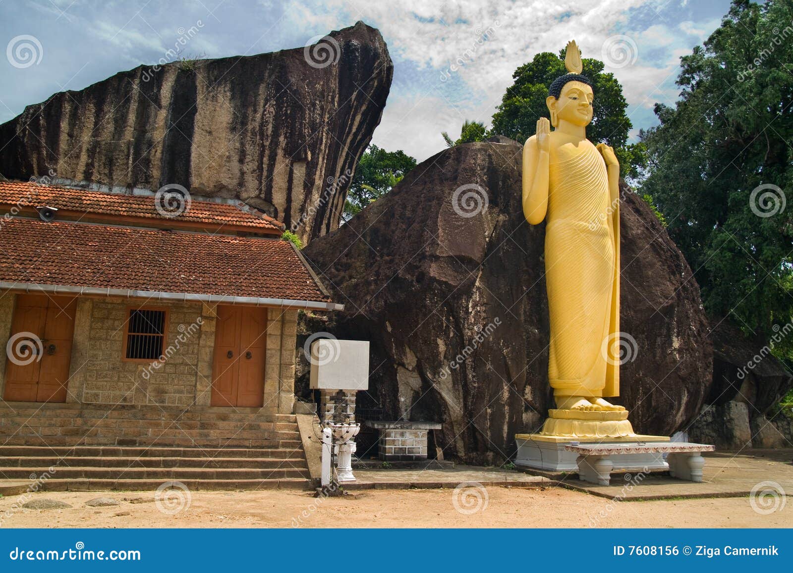 Buddha With Temple Building Background Royalty-Free Stock Photo ...