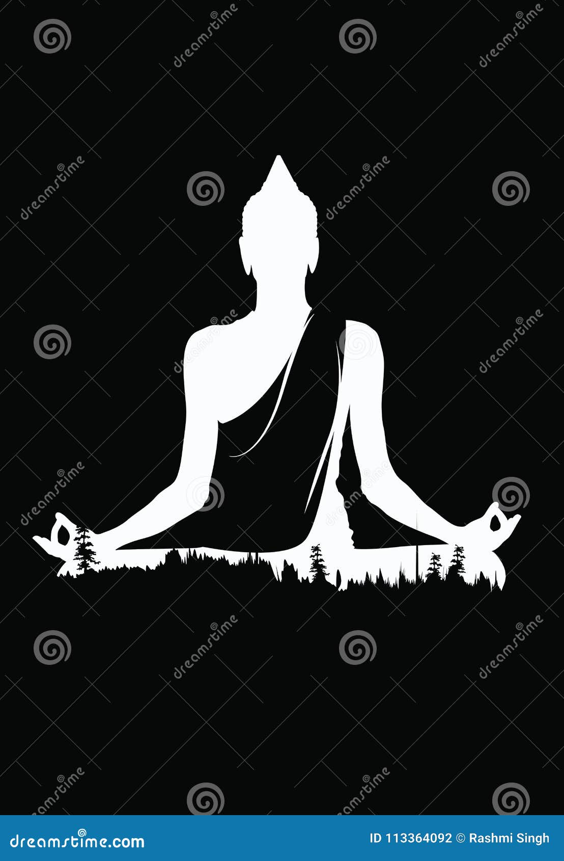 Buddha Vector Meditating In A Stupa Inspired By Borobudur Temple ...