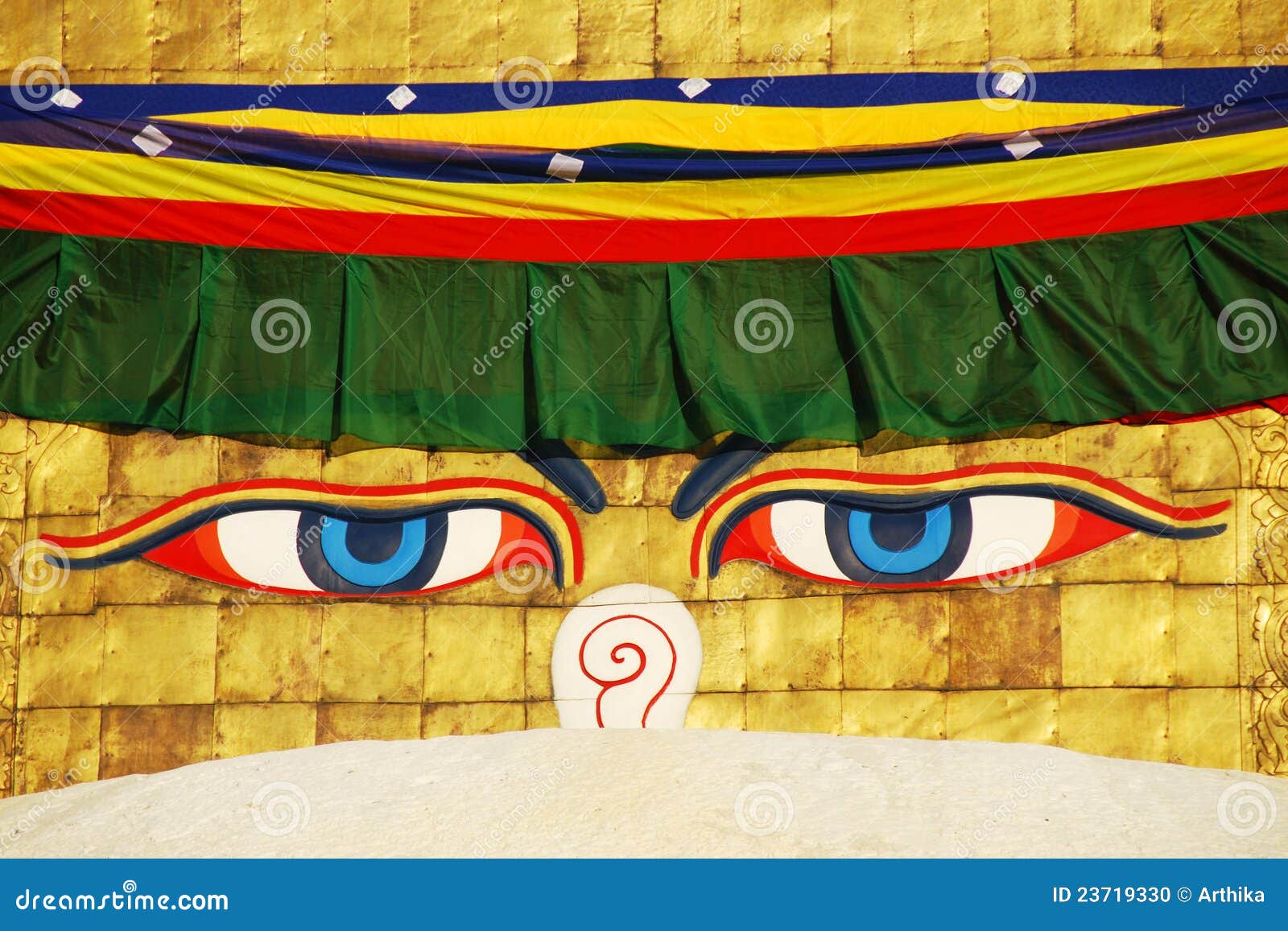 Buddha Wisdom Eyes on Bodhnath Stupa in Kathmandu Stock Photo - Image ...