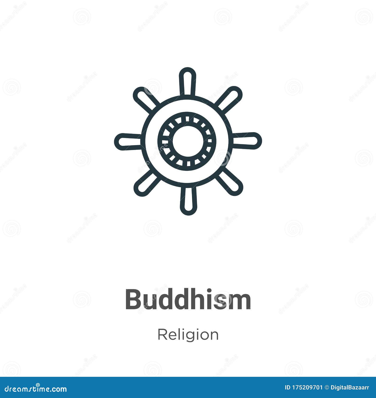 Buddhism Outline Vector Icon. Thin Line Black Buddhism Icon, Flat ...