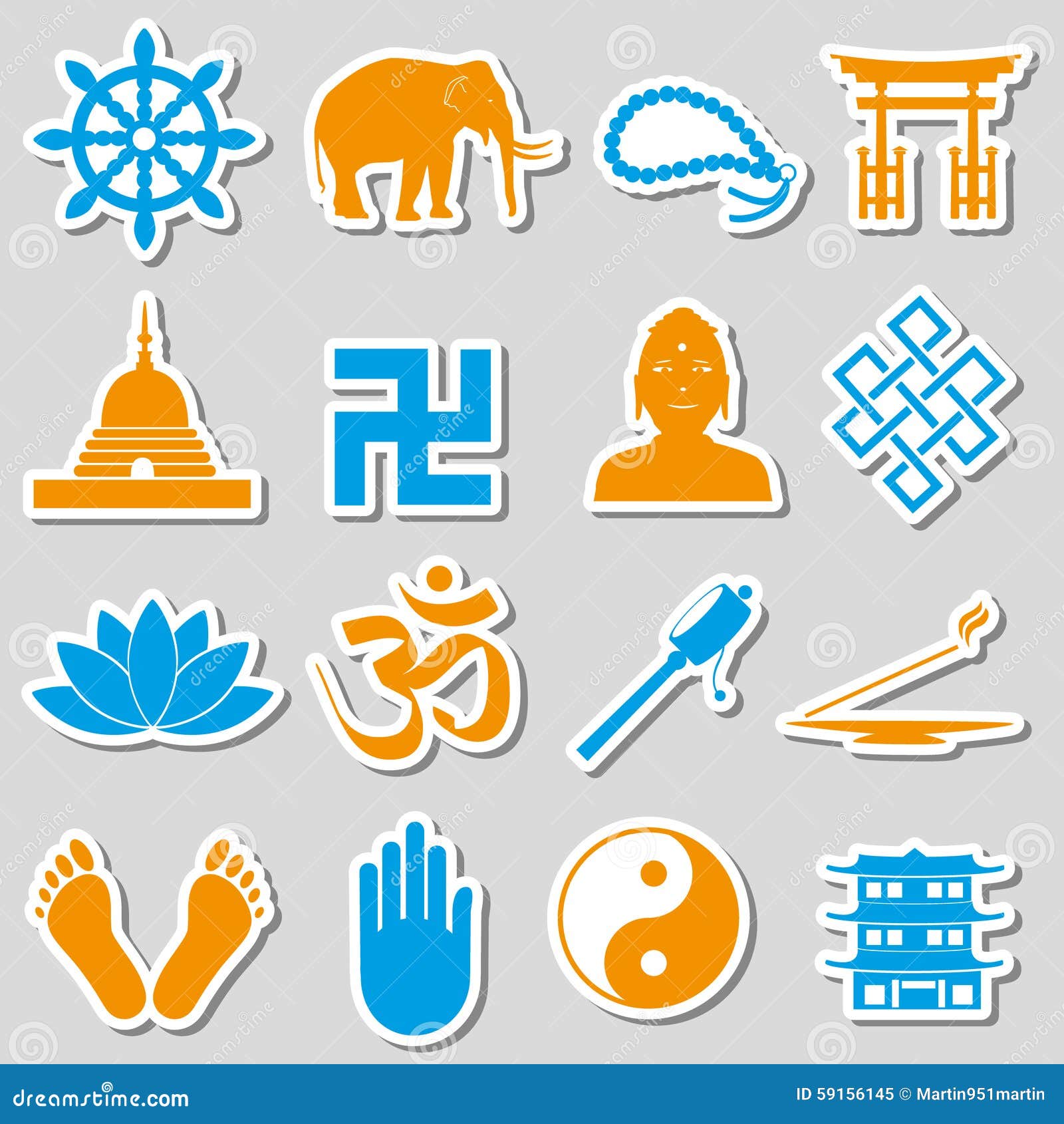 Buddhism Religions Symbols Vector Set of Stickers Eps10 Stock Vector ...