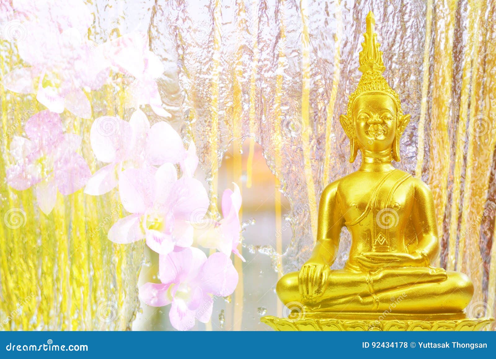 Buddhism Statue on Water Fall in Garden,abstract Background Stock Photo ...