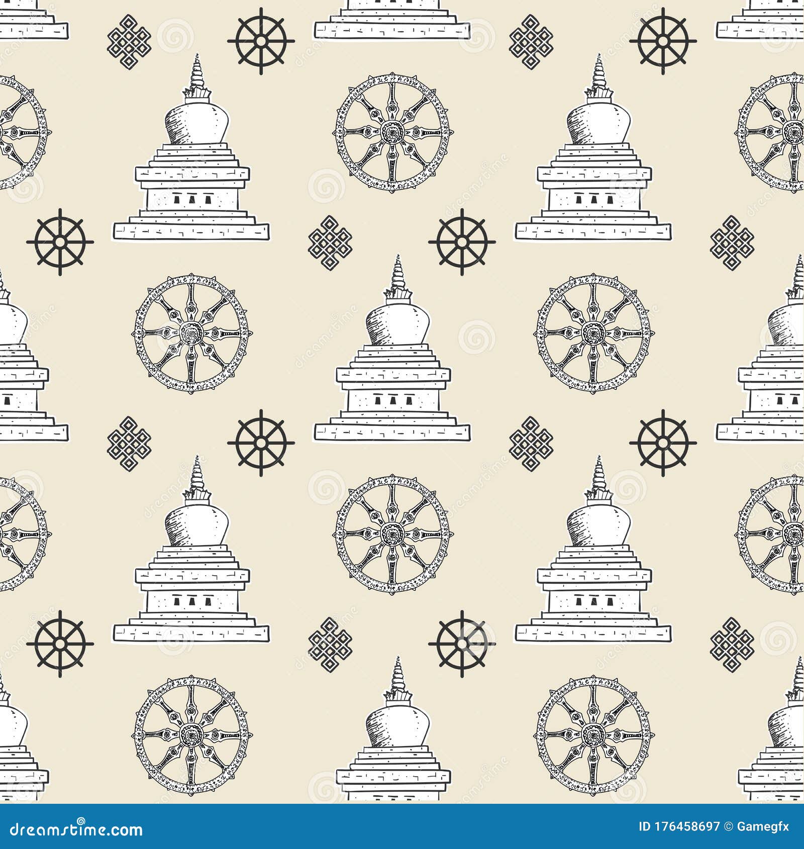 Buddhism Background Cartoon Vector | CartoonDealer.com #74077875