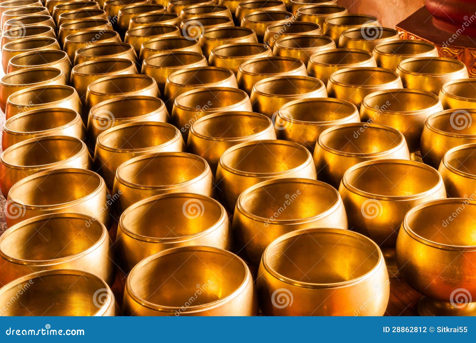 Buddhist alms bowl. stock photo. Image of oriental, hand - 28862812