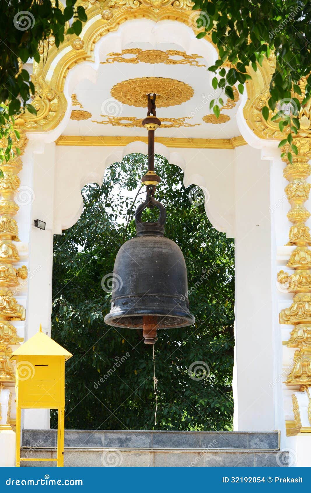 Buddhist Bell. Tap To Good Fortune. Stock Photo - Image of interior ...