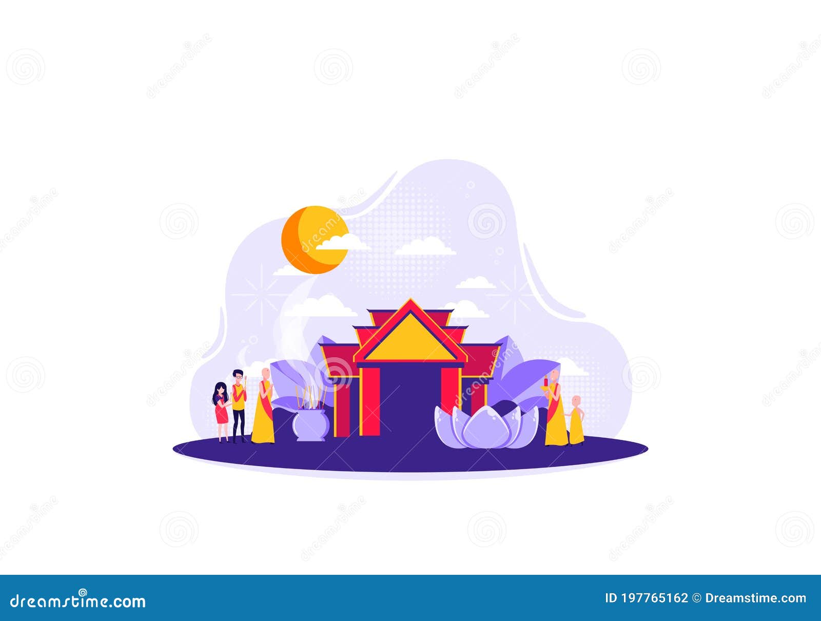 Buddhist Congregations in the Monastery Pray with the Monks Stock ...