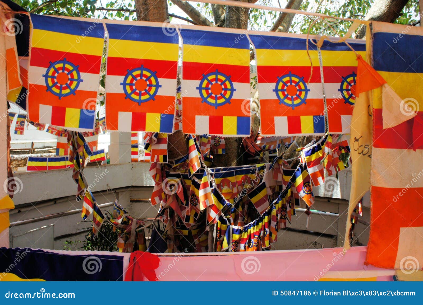 Buddhist Flags Around a Tree in Kandy, Sri Lanka Stock Photo - Image of ...