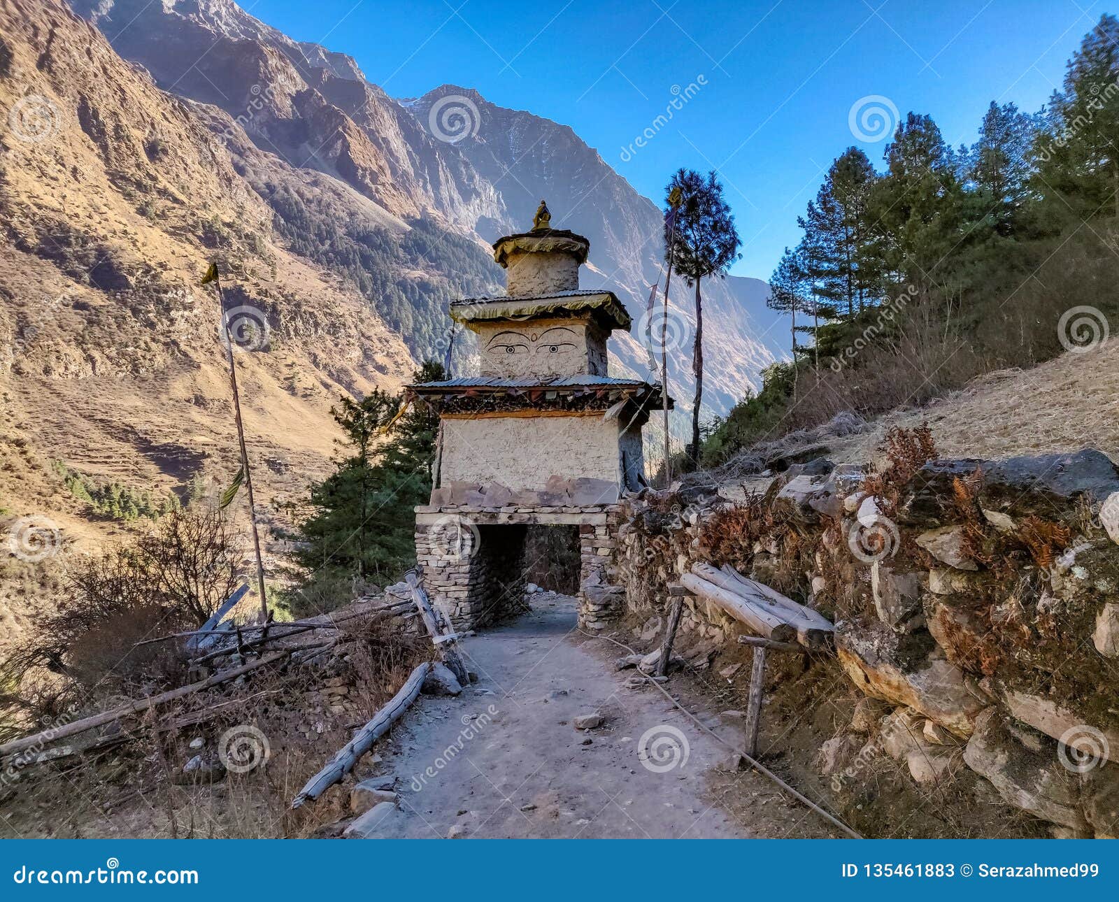 Buddhist Gate in the Remote Village of Nepal Stock Image - Image of ...