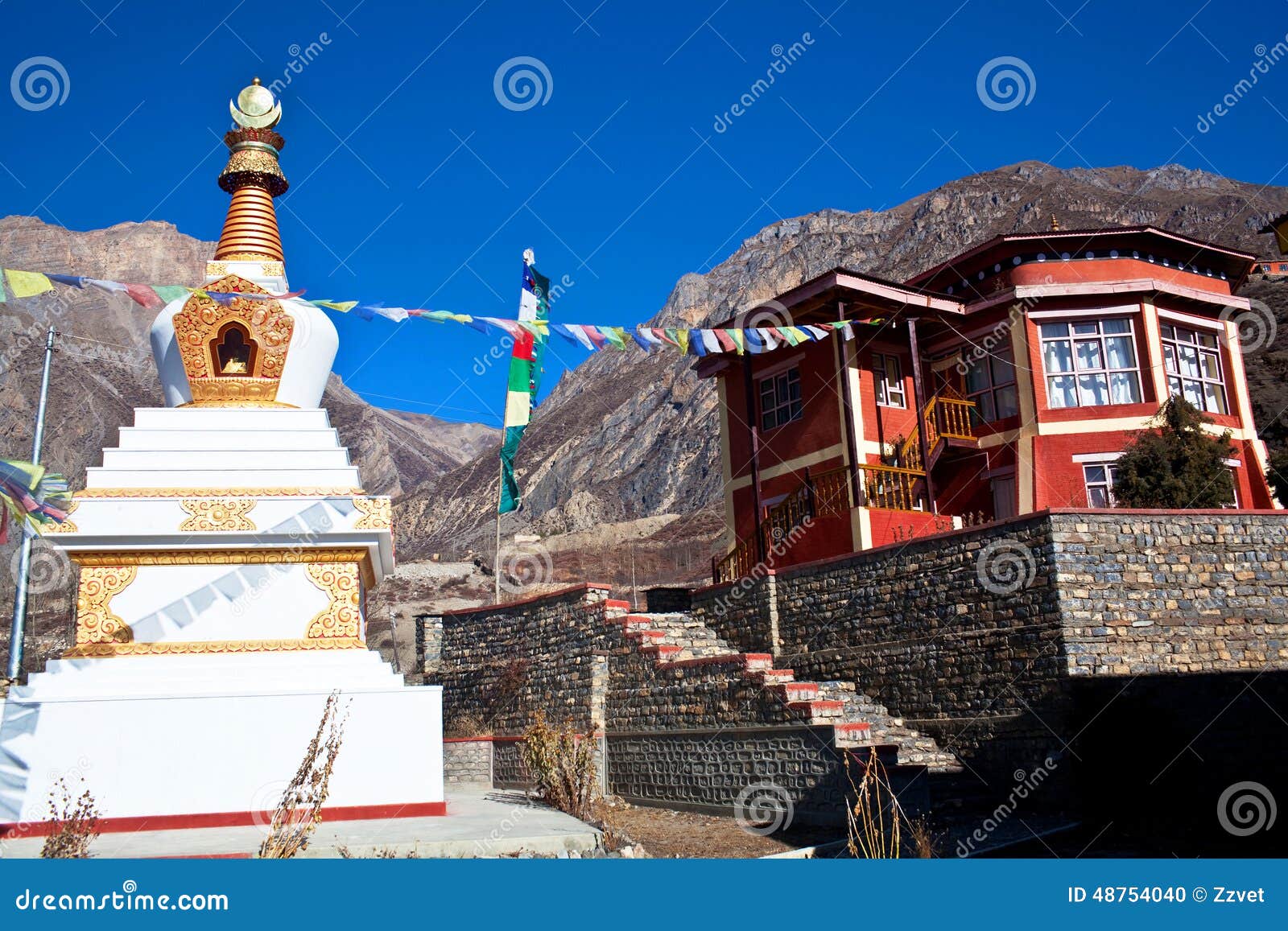 Buddhist Gompa and Monastery in Muktinath, Nepal Stock Photo - Image of ...