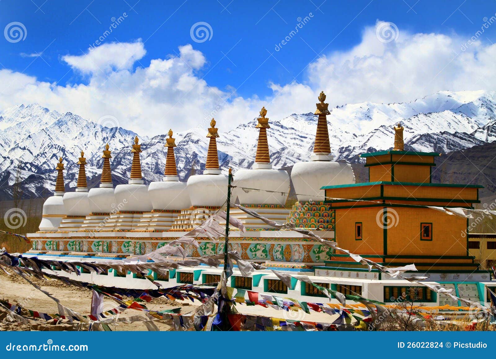 Buddhist gompas stock photo. Image of covered, mountains - 26022824