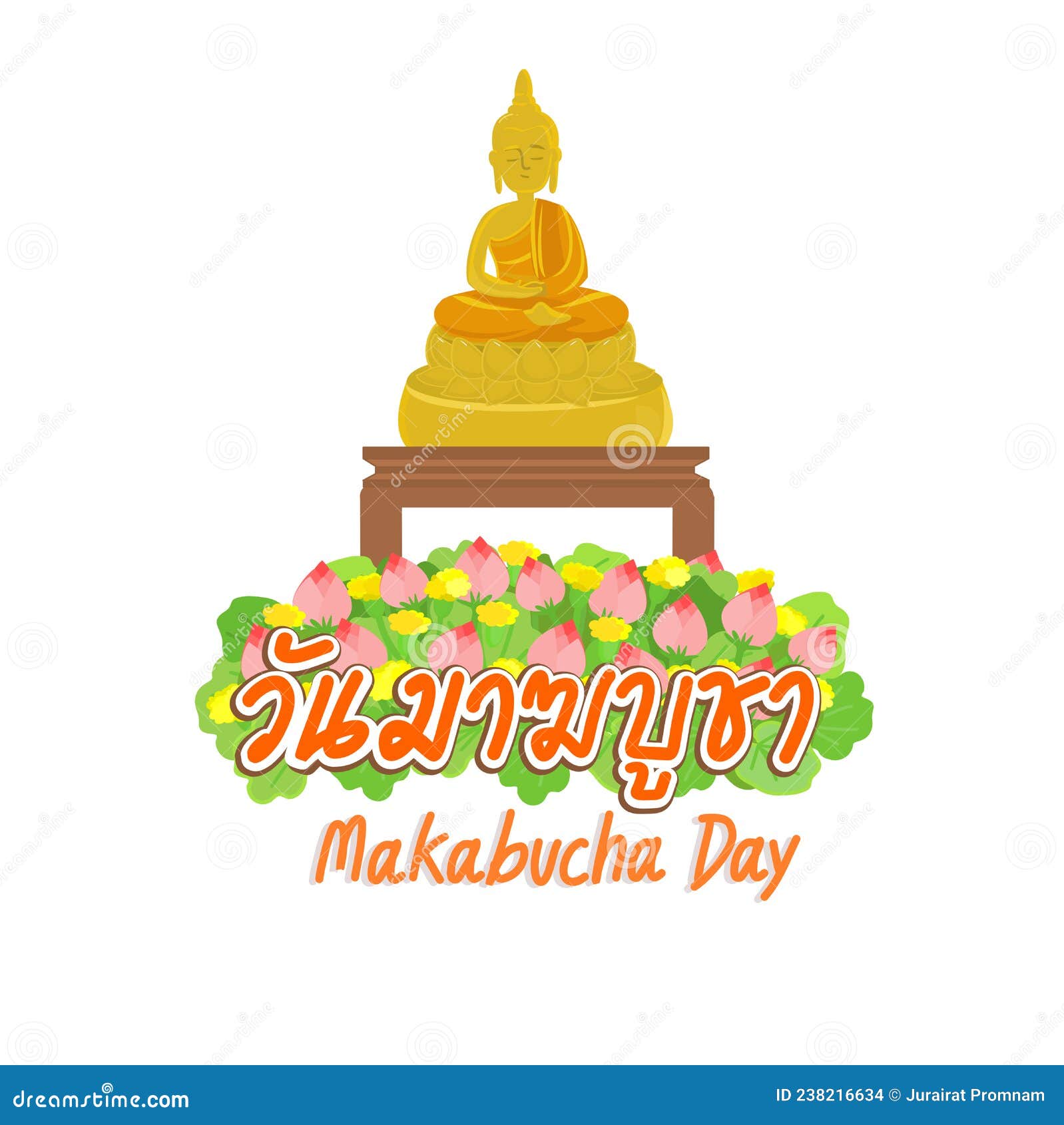 The Buddhist Holy Day Vector. Stock Vector - Illustration of asia ...