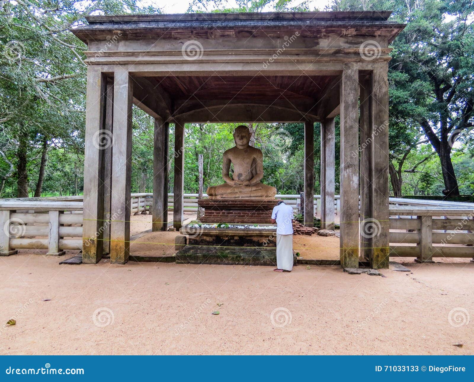 Buddhist Man Praying Near Samadhi Statue Stock Image - Image of head ...