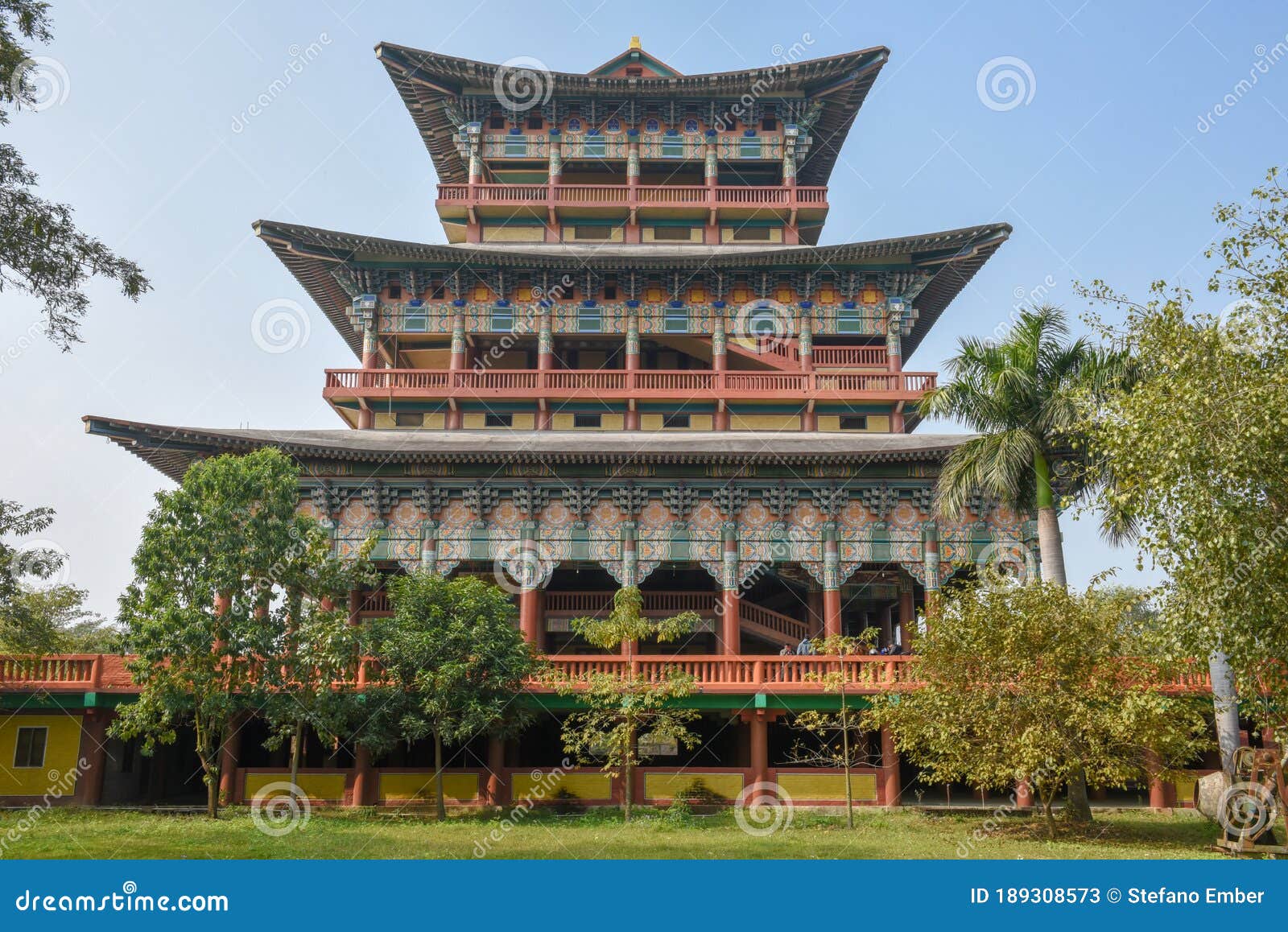 Buddhist Monastery at the Monastic Zone of Lumbini on Nepal Stock Image ...
