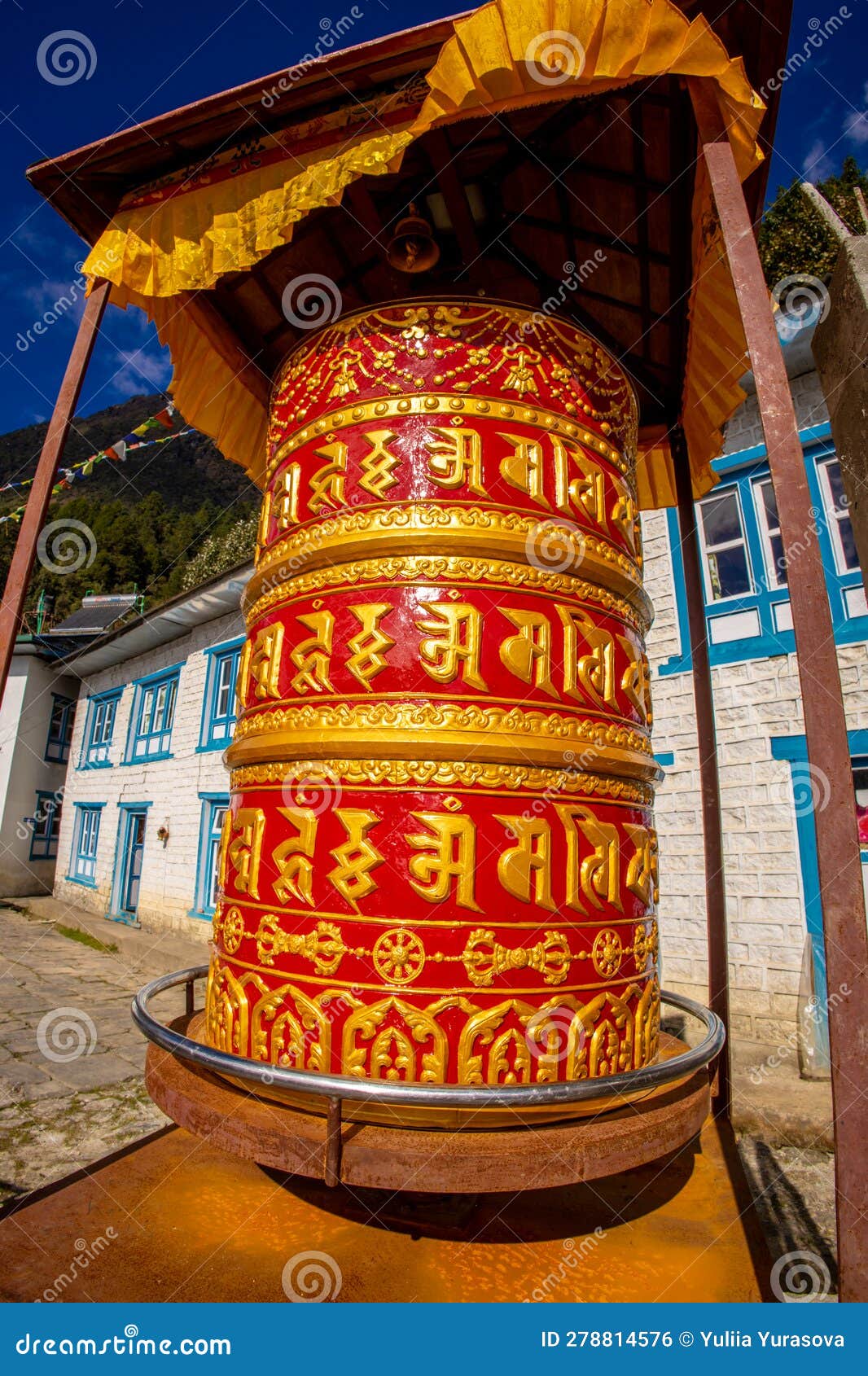 Buddhist Monastery Prayer Wheel in Nepal Stock Photo - Image of great ...