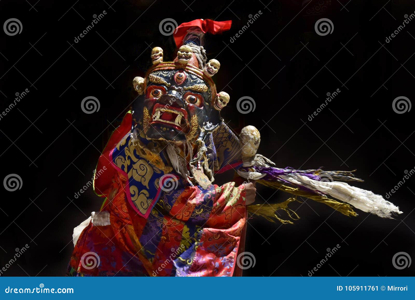 Buddhist Monk in the Ancient Mask Palden Lhamo Performs the Tsam Dance ... Buddhist Monk in the Ancient Mask Palden Lhamo Performs the Tsam Dance ...