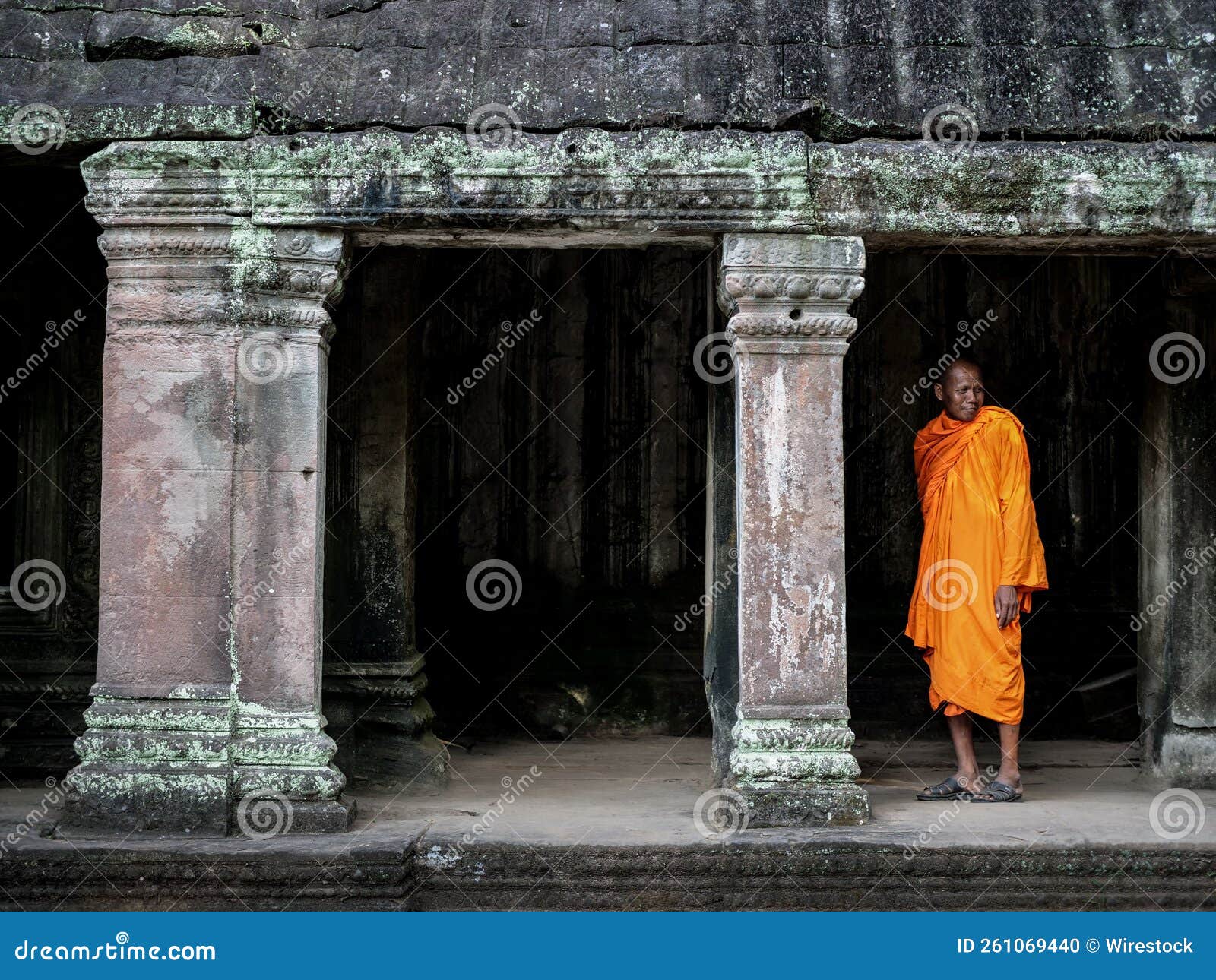 Buddhist Monk at Angkor Wat Temples Editorial Image - Image of stone ...