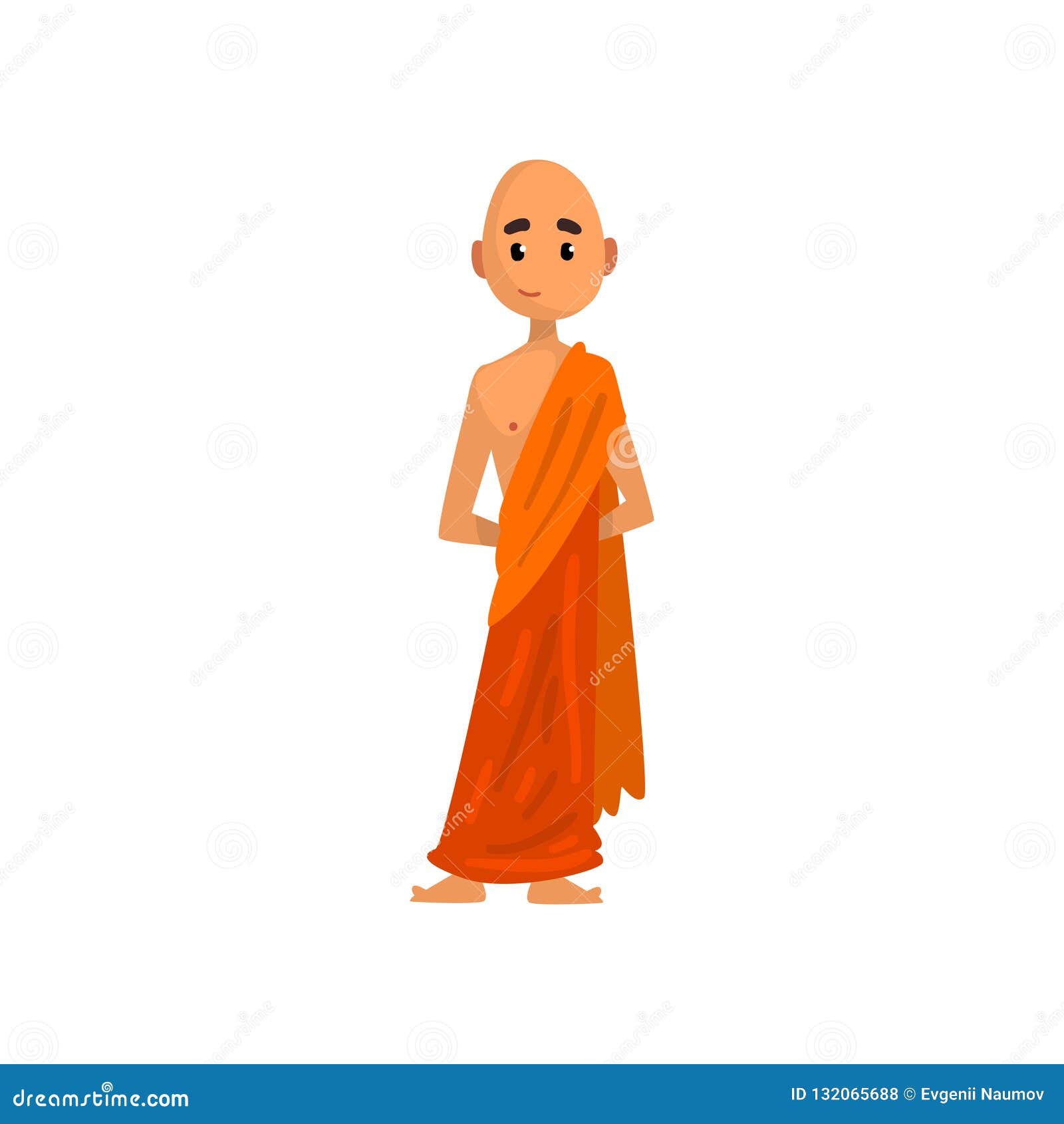 Buddhist Monk Cartoon Character in Orange Robe Vector Illustration on a ... Buddhist Monk Cartoon Character in Orange Robe Vector Illustration on a ...
