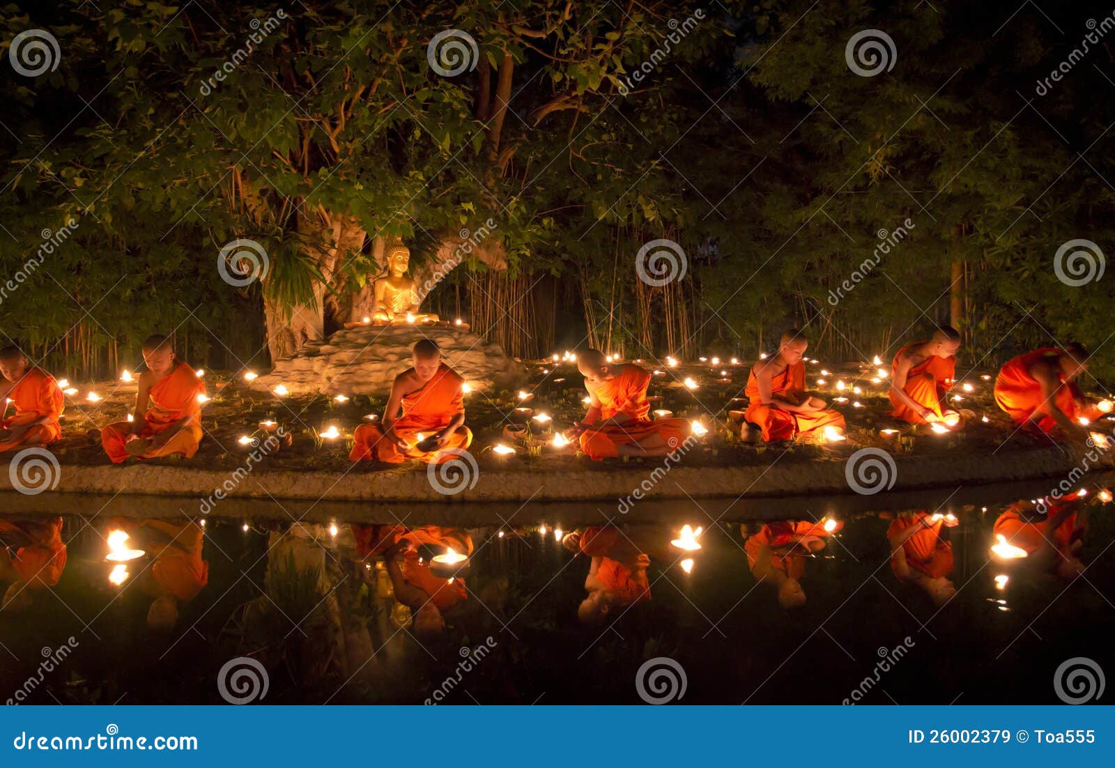 Buddhist monk fire candles editorial stock image. Image of religion ...