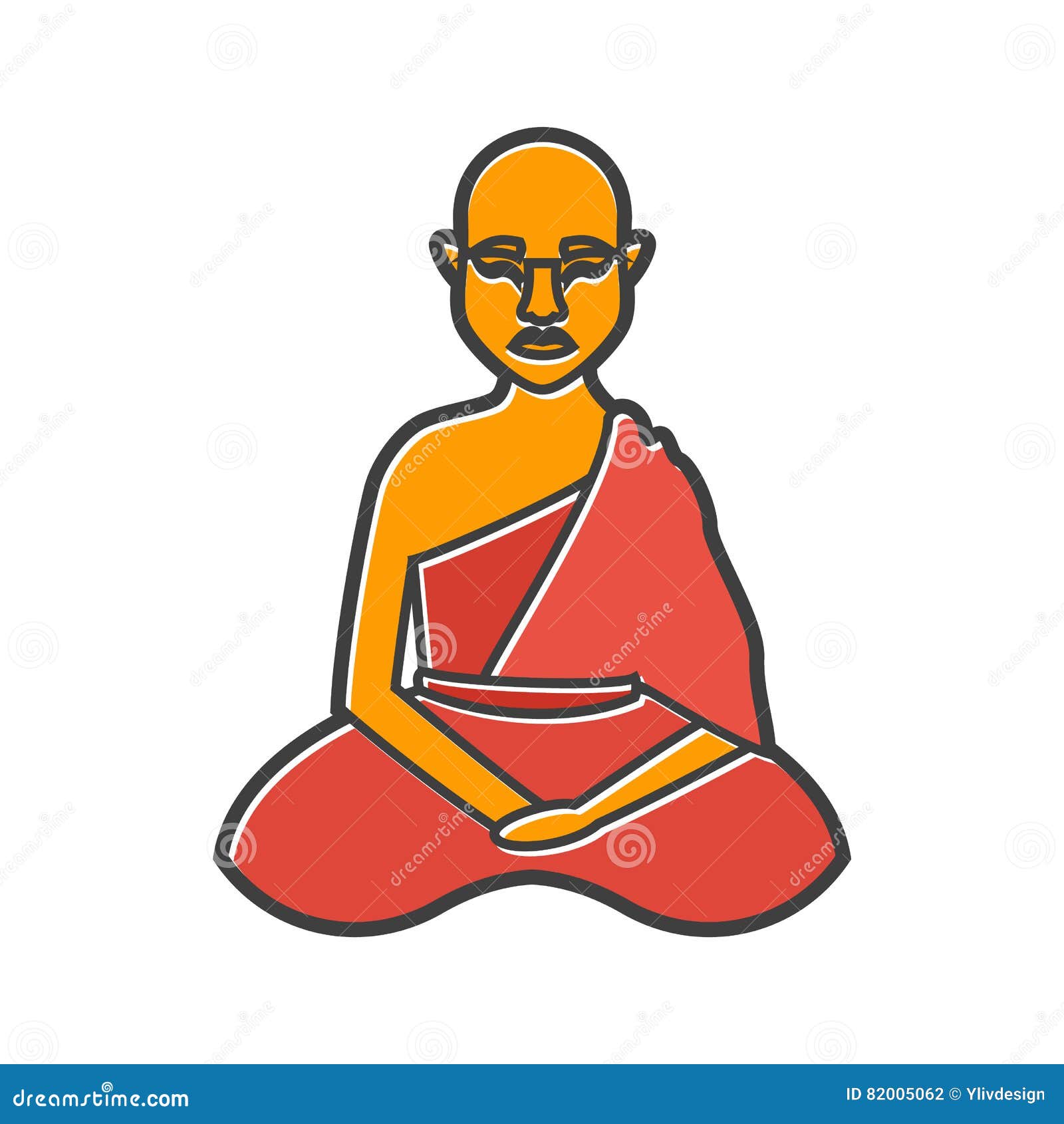 Buddhist Monk Icon, Flat Style Stock Vector - Illustration of relax, ancient: 82005062