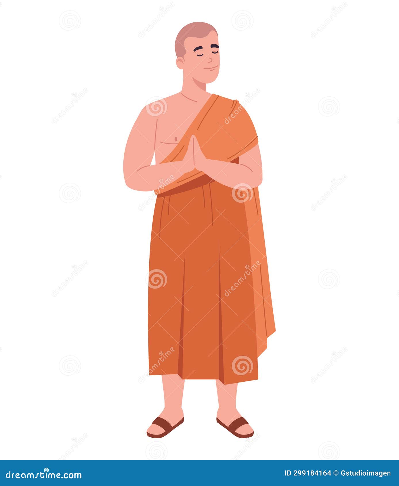 Buddhist monk man stock illustration. Illustration of isolation - 299184164