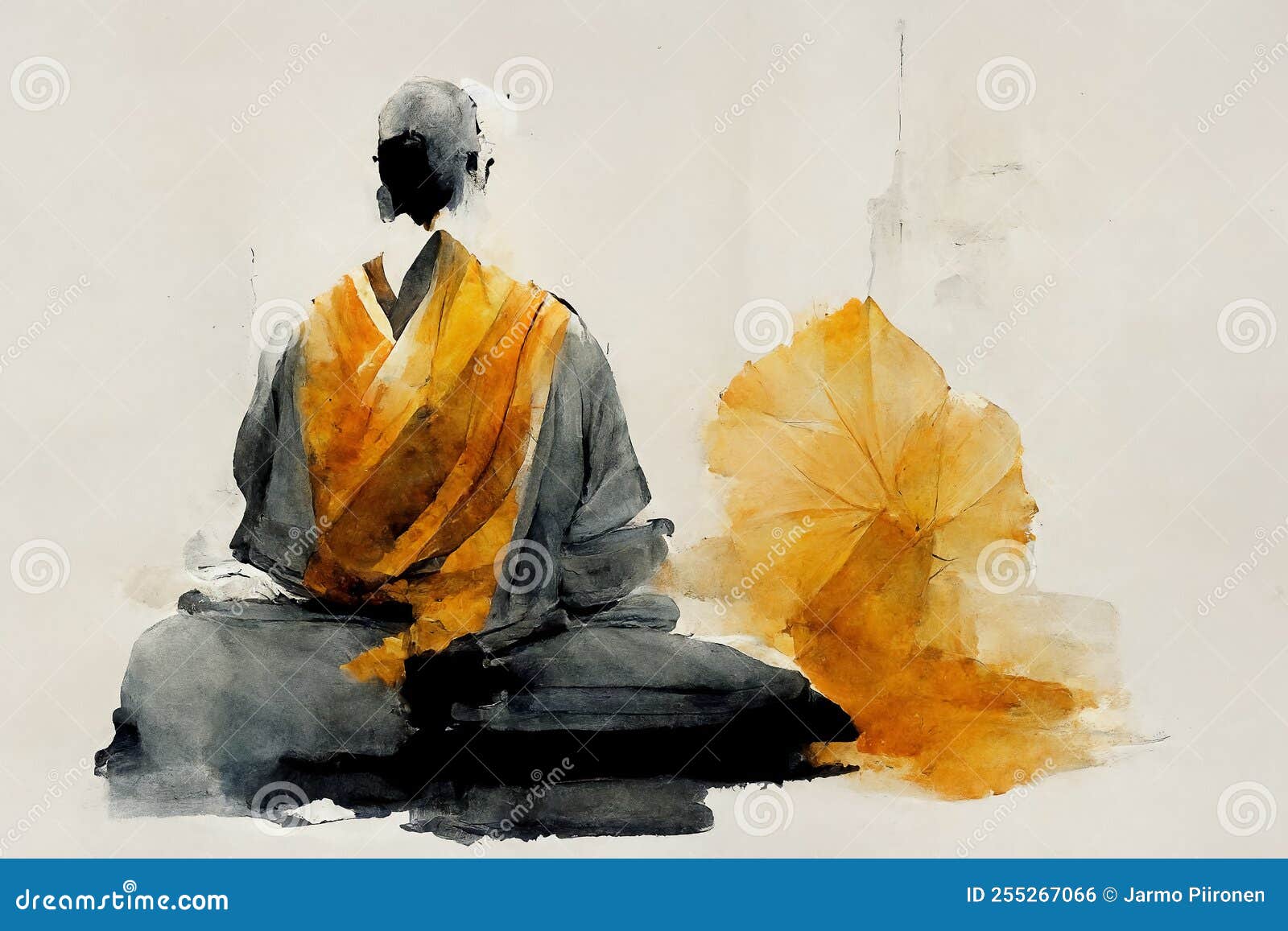 Buddhist Monk Meditating, Abstract Watercolor Background Royalty-Free ... Buddhist Monk Meditating, Abstract Watercolor Background Royalty-Free ...