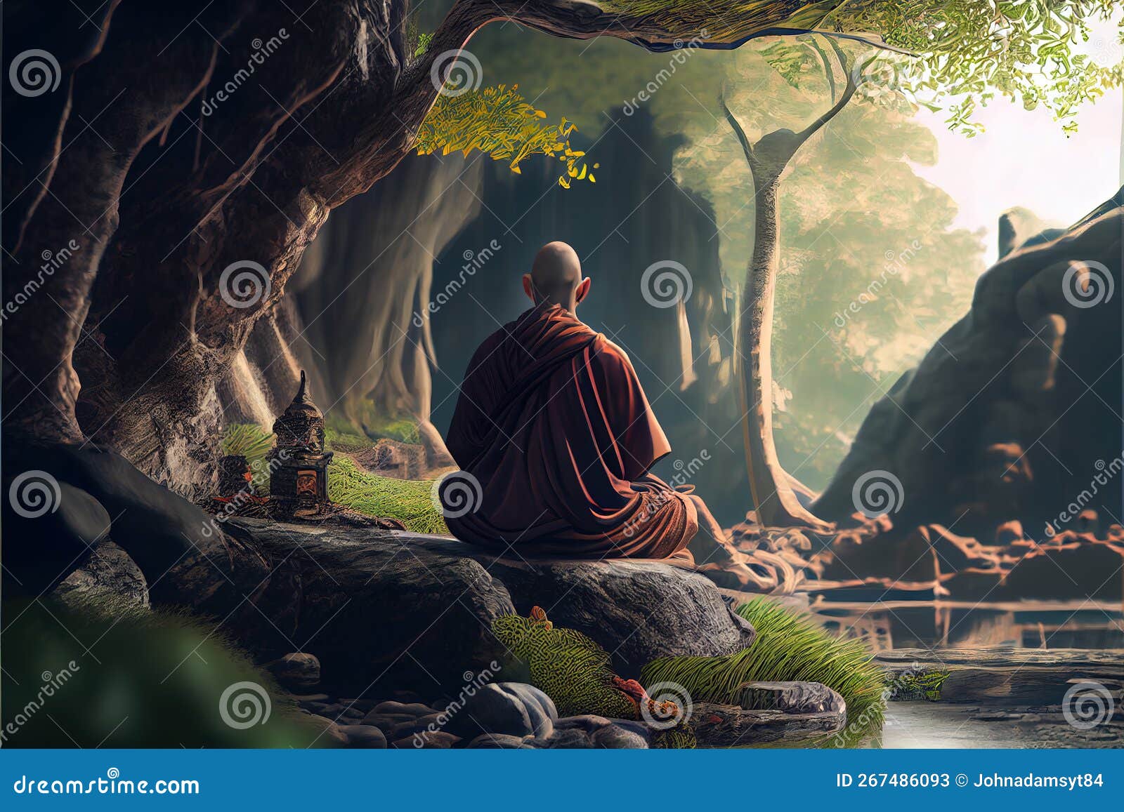 Buddhist monk meditating. stock illustration. Illustration of buddhism ... Buddhist monk meditating. stock illustration. Illustration of buddhism ...