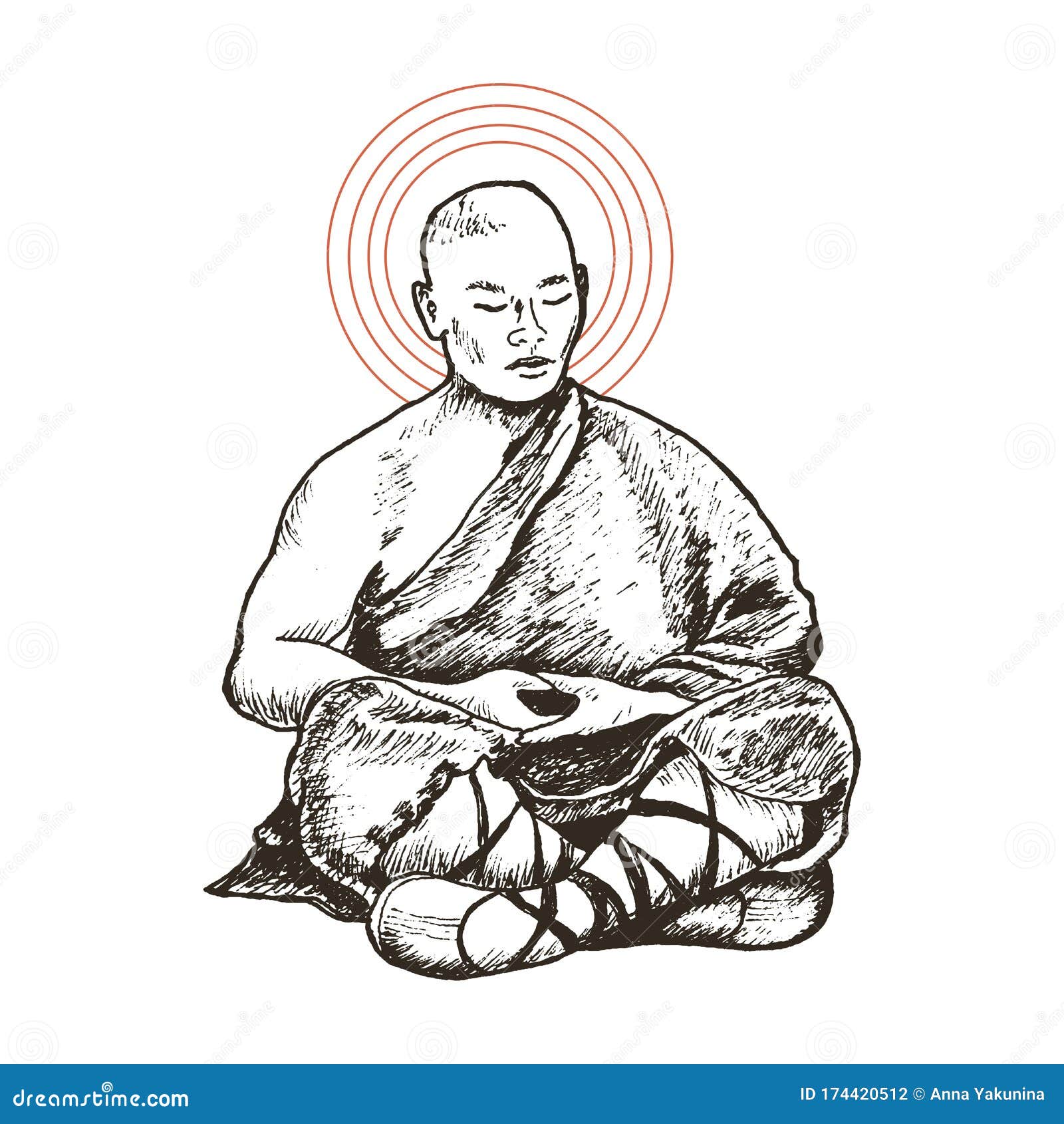Buddhist Monk Meditating Sitting in Lotus Pose Vector Illustration ... Buddhist Monk Meditating Sitting in Lotus Pose Vector Illustration ...