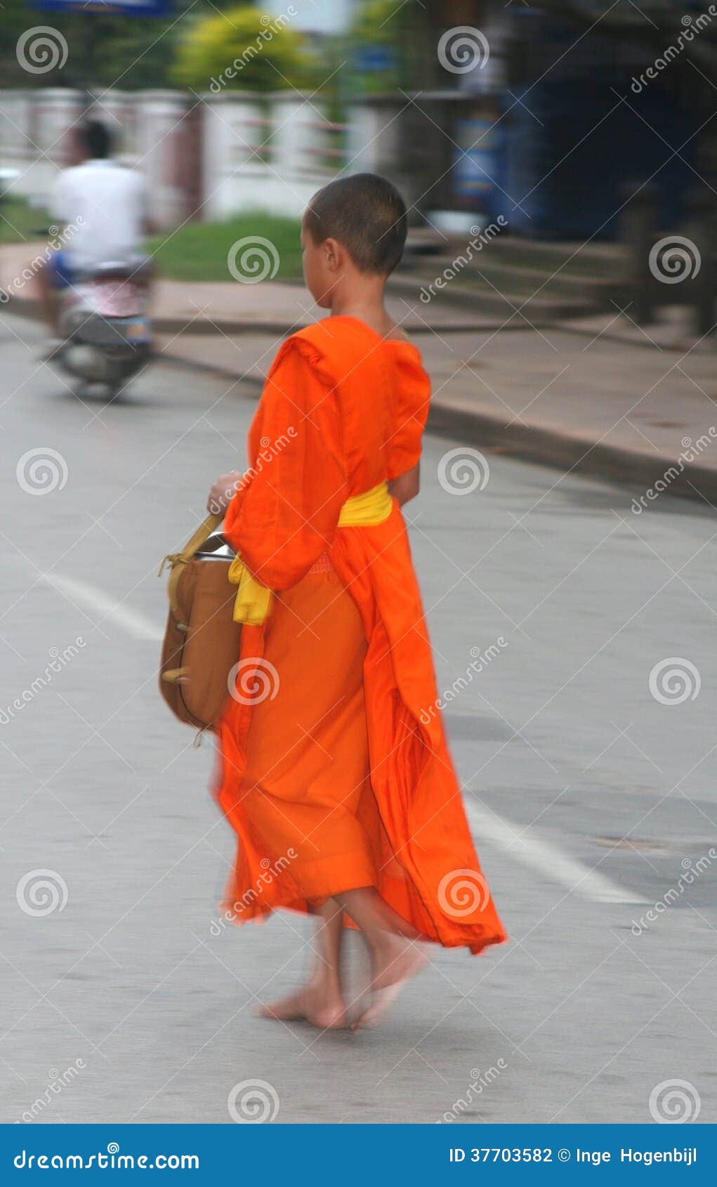 Buddhist Monk at the Morning Procession, Luang Prabang, Laos Editorial ...