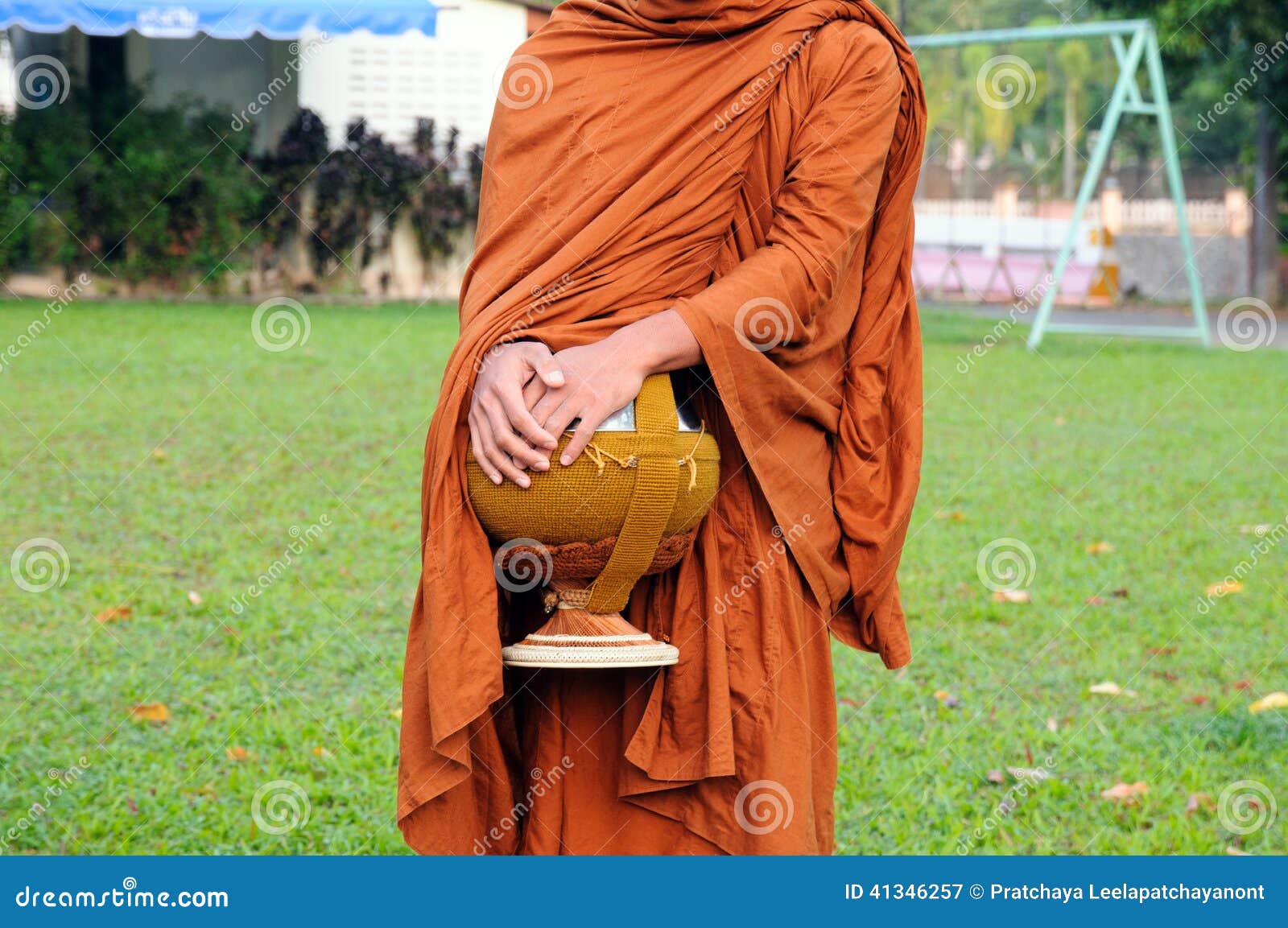 Buddhist monk on morning stock image. Image of latex - 41346257
