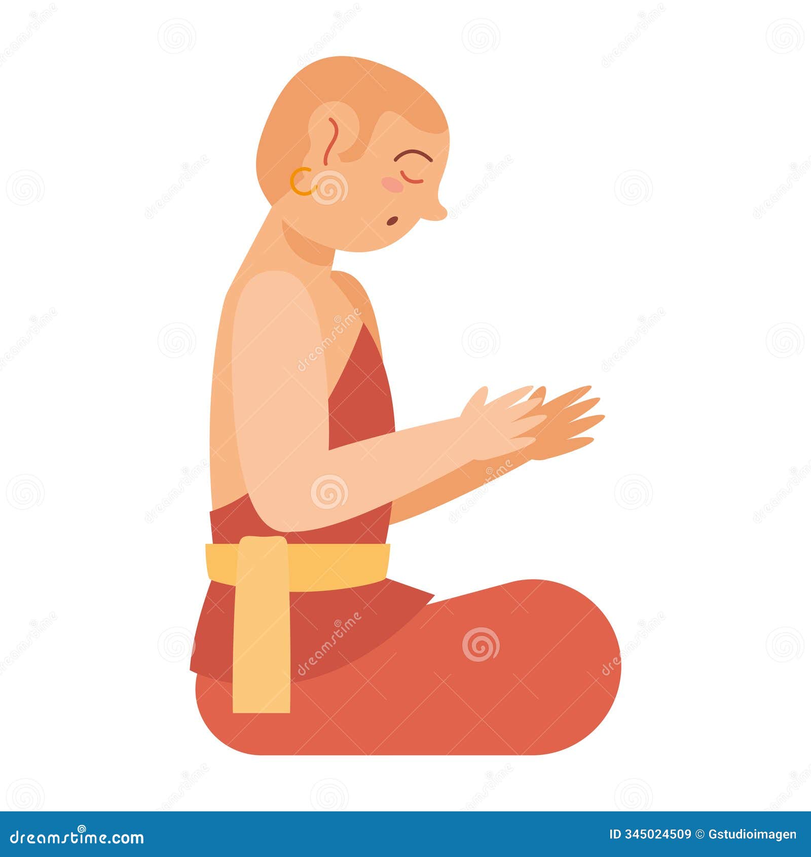 Buddhist Monk Prayer Side View Stock Illustration - Illustration of ...