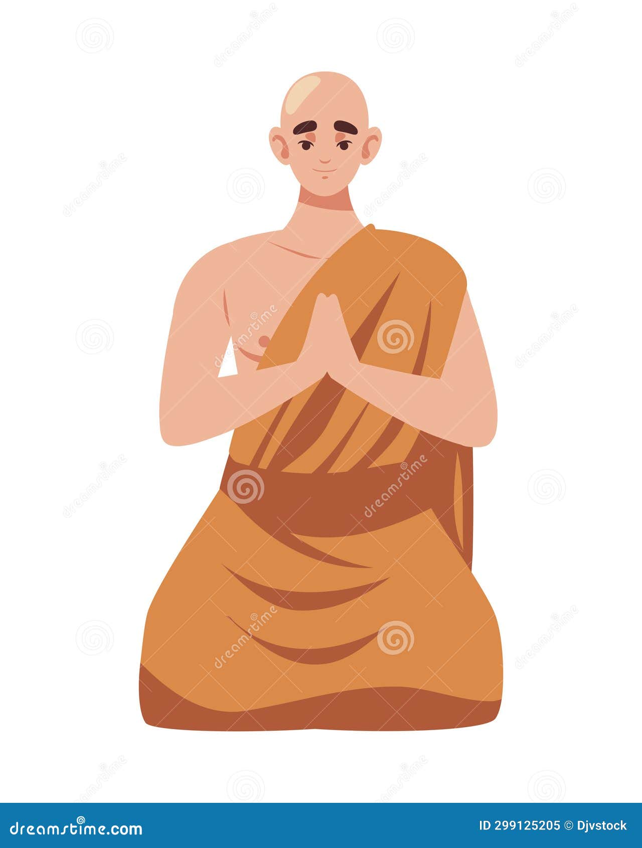 Buddhist monk praying stock vector. Illustration of buddhism - 299125205
