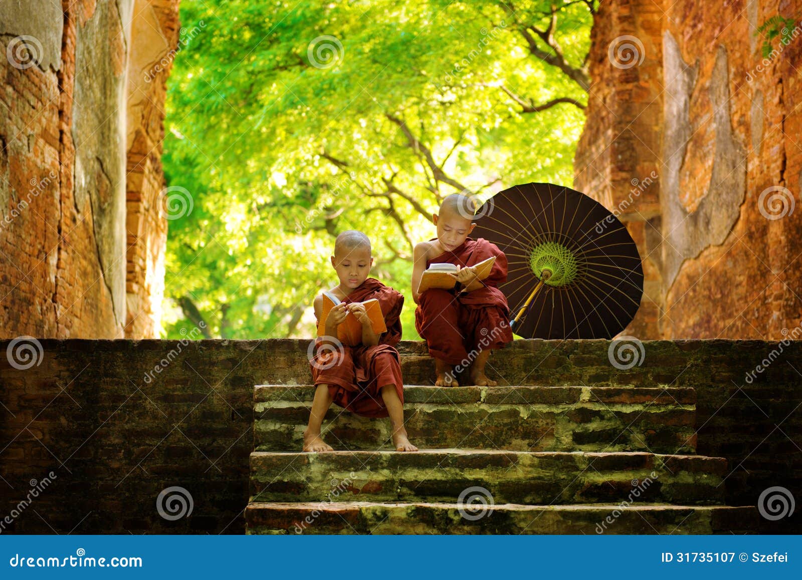Novice Monk Reading Outdoors Stock Photos - Free & Royalty-Free Stock ...