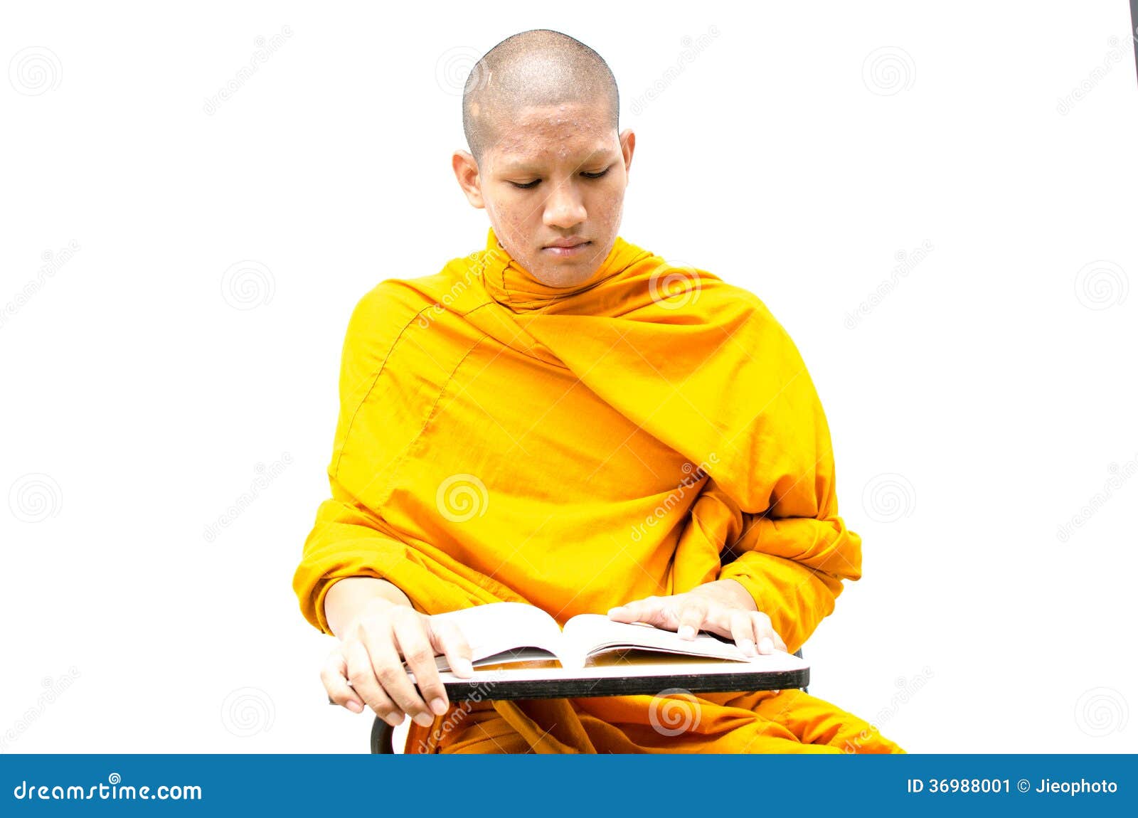 Buddhist Monk Reading a Religious Text. Stock Image - Image of buddhism ...