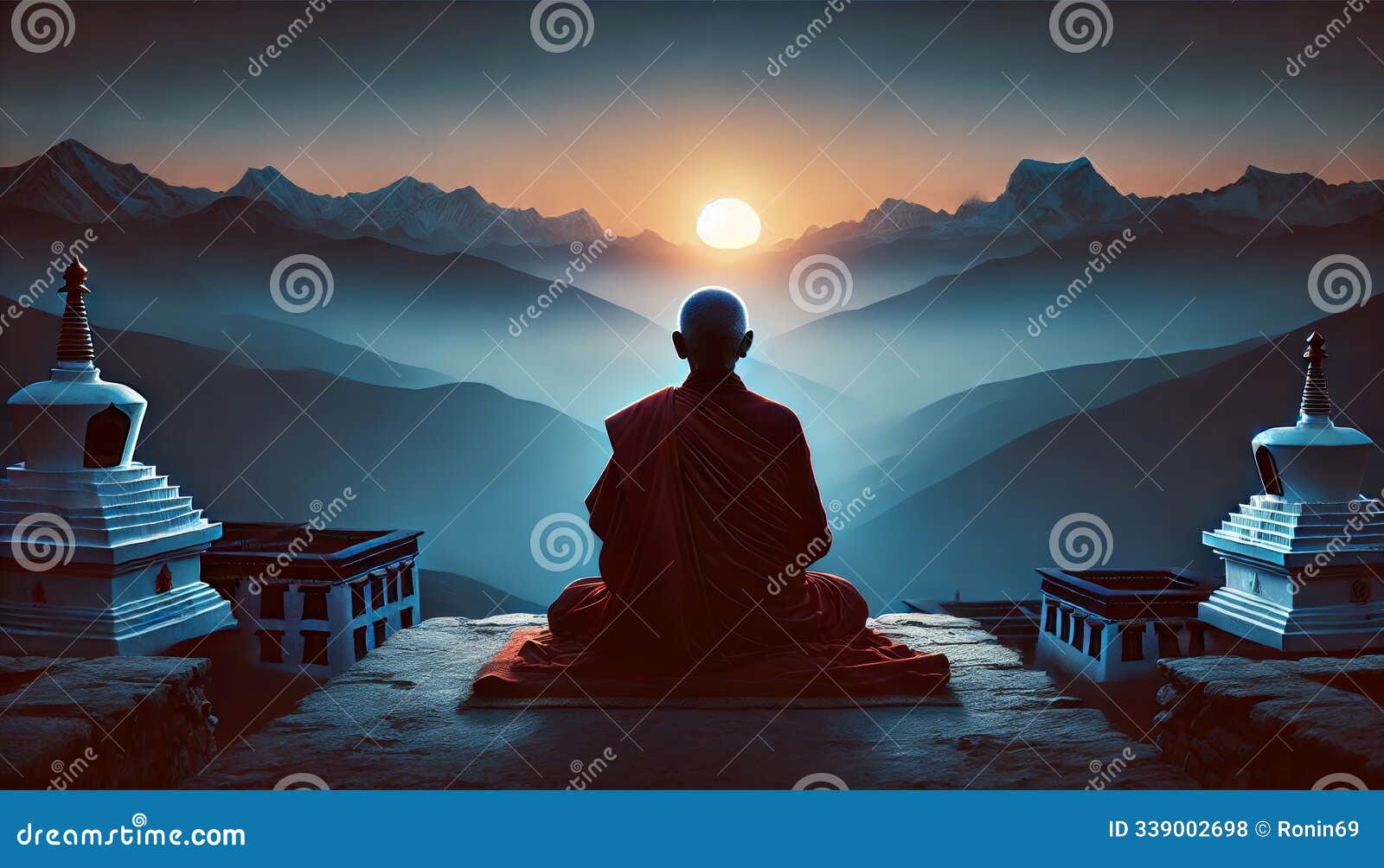 Buddhist Monk Sitting in the Lotus Position Stock Photo - Image of ...