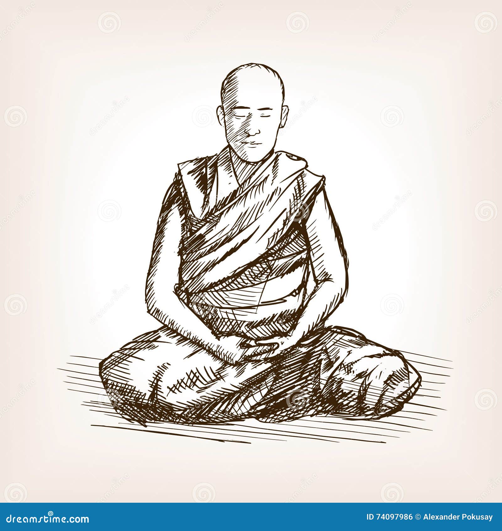 Buddhist Monk Sketch Style Vector Illustration Stock Vector ...